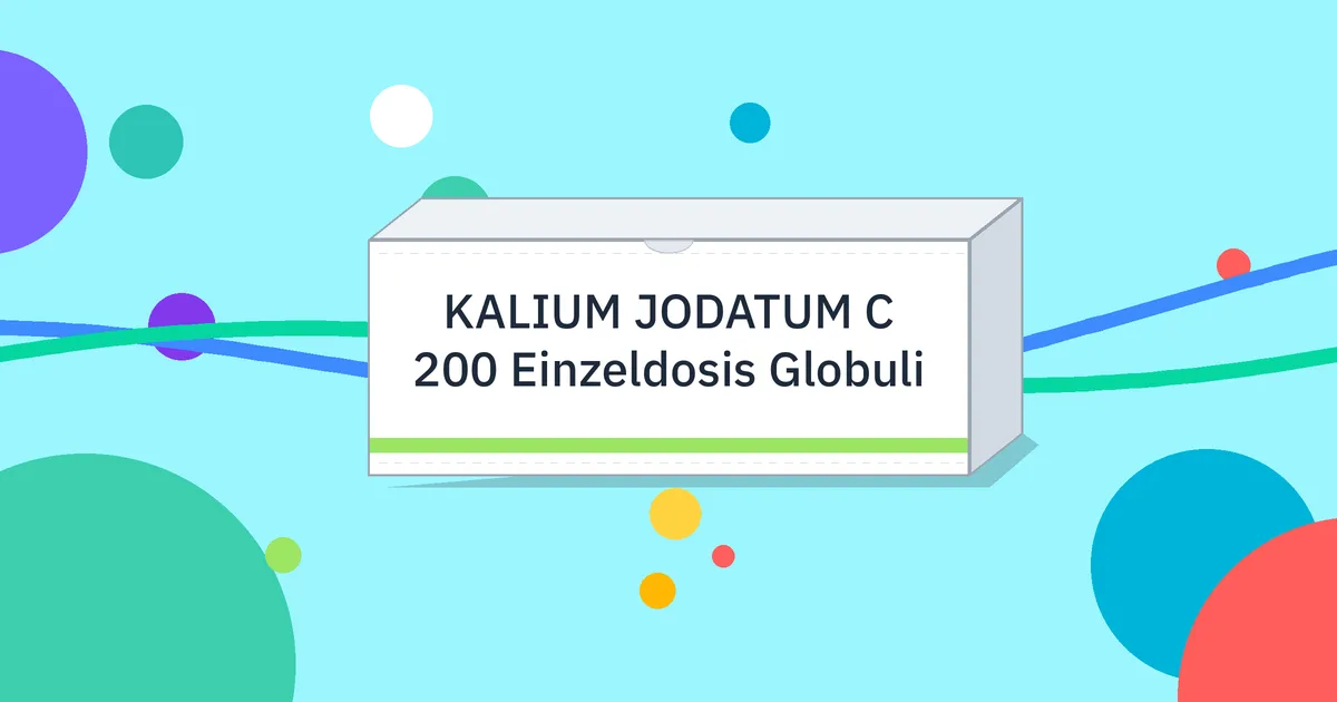 Symbolbild: Packung mit der Aufschrift KALIUM JODATUM C 200 Einzeldosis Globuli (PZN 01576245) – Verfügbarkeit und Bezug in Apotheken in Frankfurt am Main