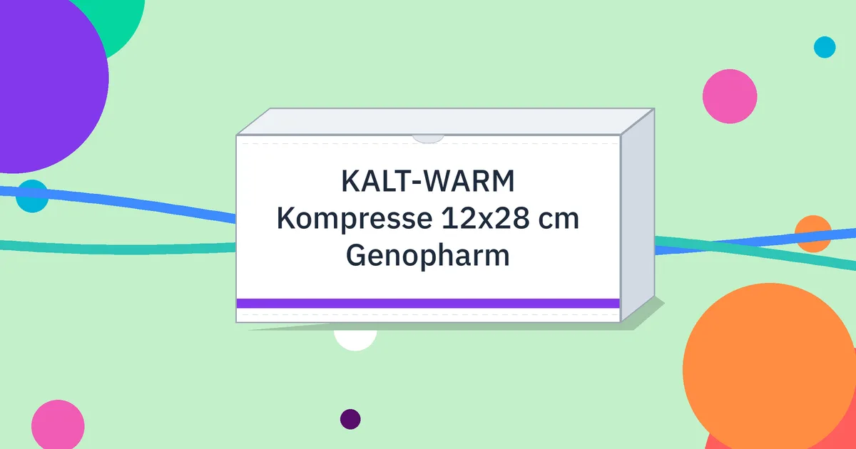 Symbolbild: Packung mit der Aufschrift KALT-WARM Kompresse 12x28 cm Genopharm (PZN 03964537) – Verfügbarkeit und Bezug in Apotheken in Frankfurt am Main