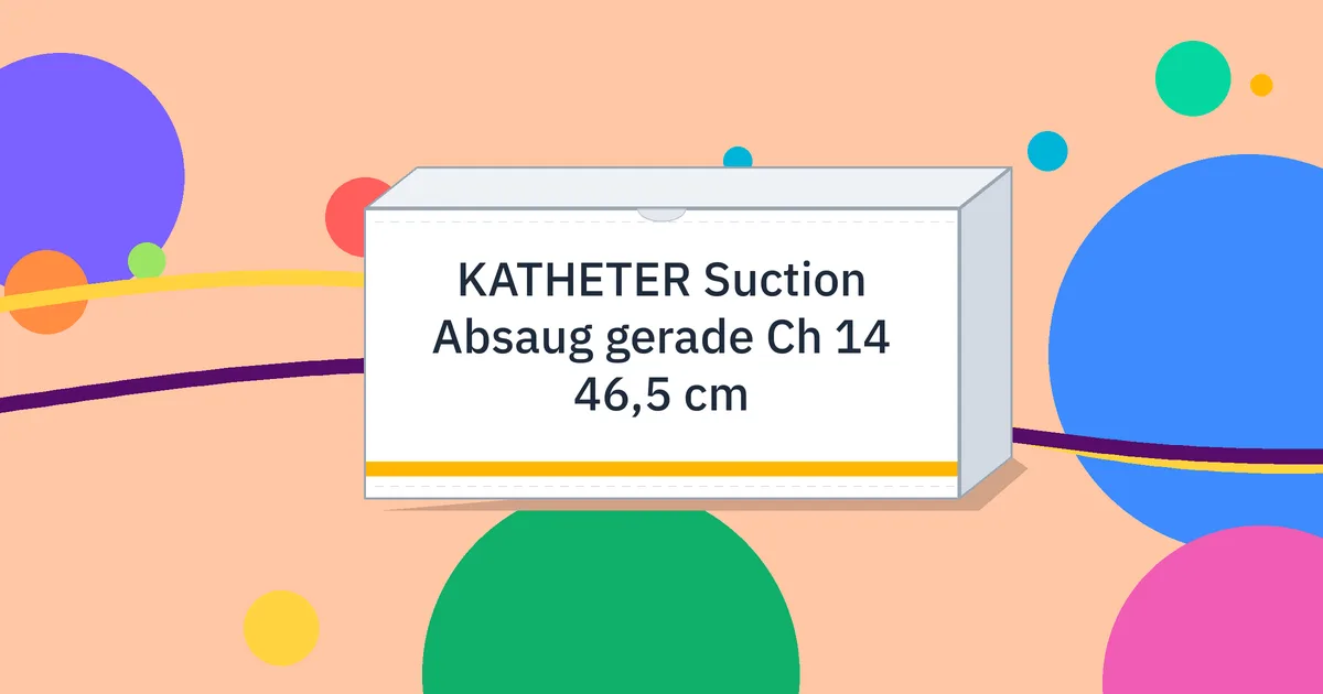 Symbolbild: Packung mit der Aufschrift KATHETER Suction Absaug gerade Ch 14 46,5 cm (PZN 02197099) – Verfügbarkeit und Bezug in Apotheken in Frankfurt am Main