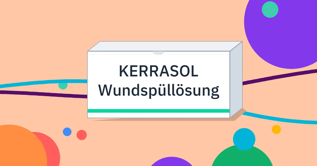 Symbolbild: Packung mit der Aufschrift KERRASOL Wundspüllösung (PZN 15384615) – Verfügbarkeit und Bezug in Apotheken in Frankfurt am Main