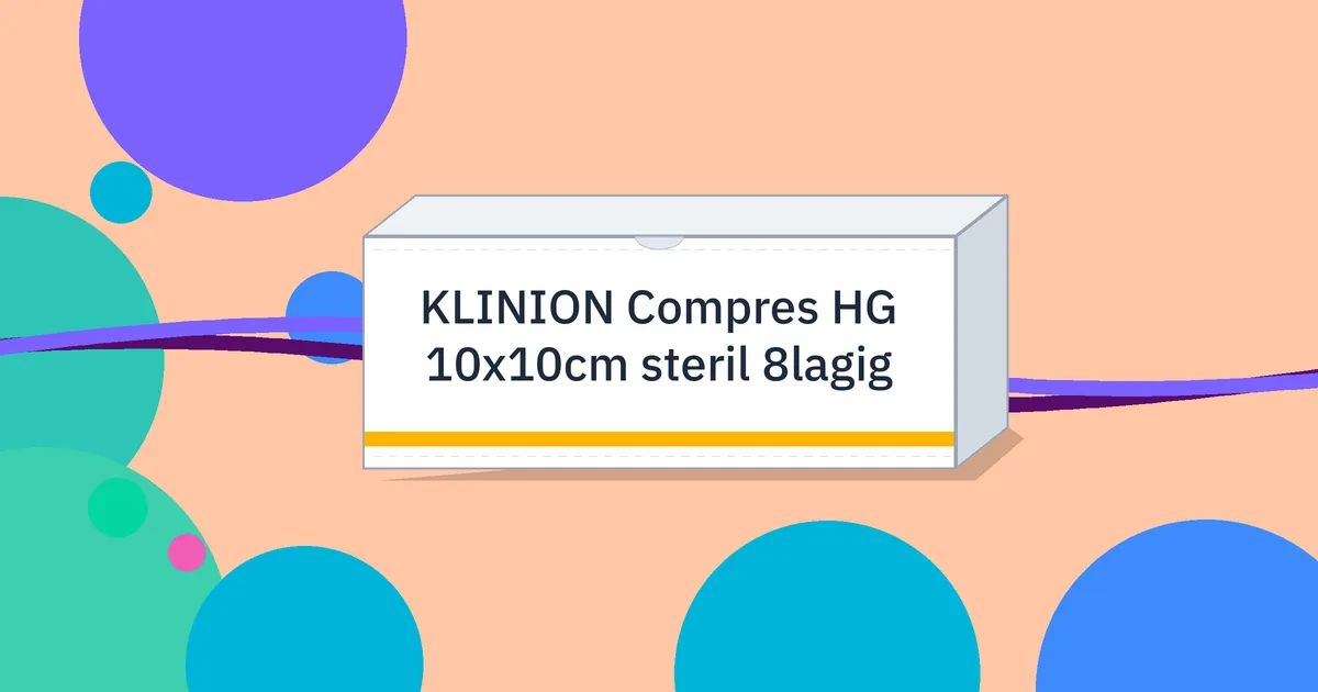 Symbolbild: Packung mit der Aufschrift KLINION Compres HG 10x10cm steril 8lagig (PZN 15878760) – Verfügbarkeit und Bezug in Apotheken in Frankfurt am Main