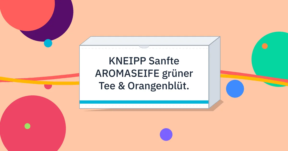 Symbolbild: Packung mit der Aufschrift KNEIPP Sanfte AROMASEIFE grüner Tee & Orangenblüt. (PZN 20545629) – Verfügbarkeit und Bezug in Apotheken in Frankfurt am Main