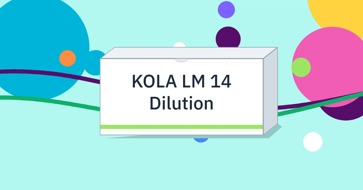 Symbolbild: Packung mit der Aufschrift KOLA LM 14 Dilution (PZN 13519465) – Verfügbarkeit und Bezug in Apotheken in Frankfurt am Main