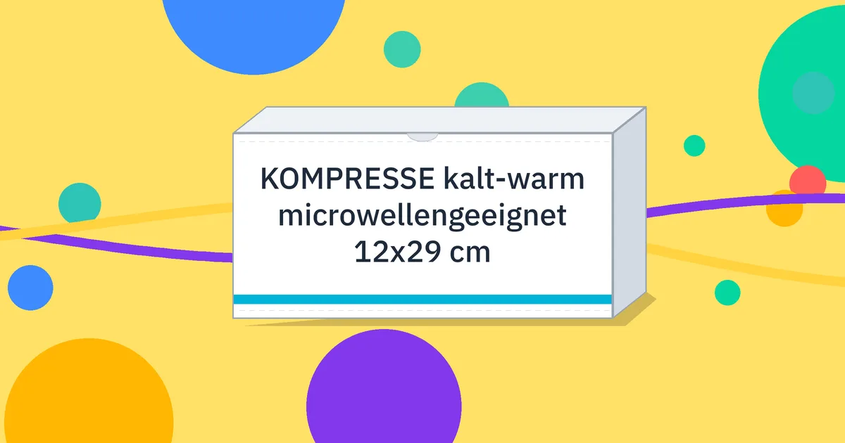 Symbolbild: Packung mit der Aufschrift KOMPRESSE kalt-warm microwellengeeignet 12x29 cm (PZN 12594996) – Verfügbarkeit und Bezug in Apotheken in Frankfurt am Main