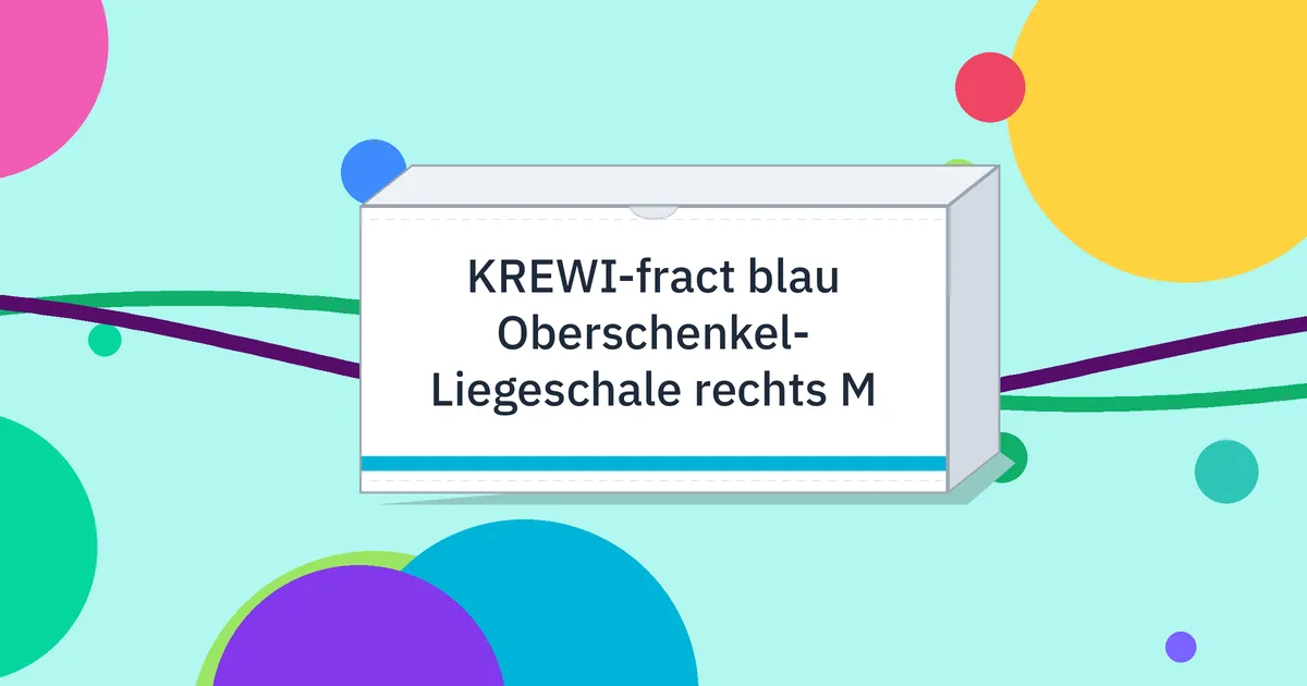 Symbolbild: Packung mit der Aufschrift KREWI-fract blau Oberschenkel-Liegeschale rechts M (PZN 17299902) – Verfügbarkeit und Bezug in Apotheken in Frankfurt am Main