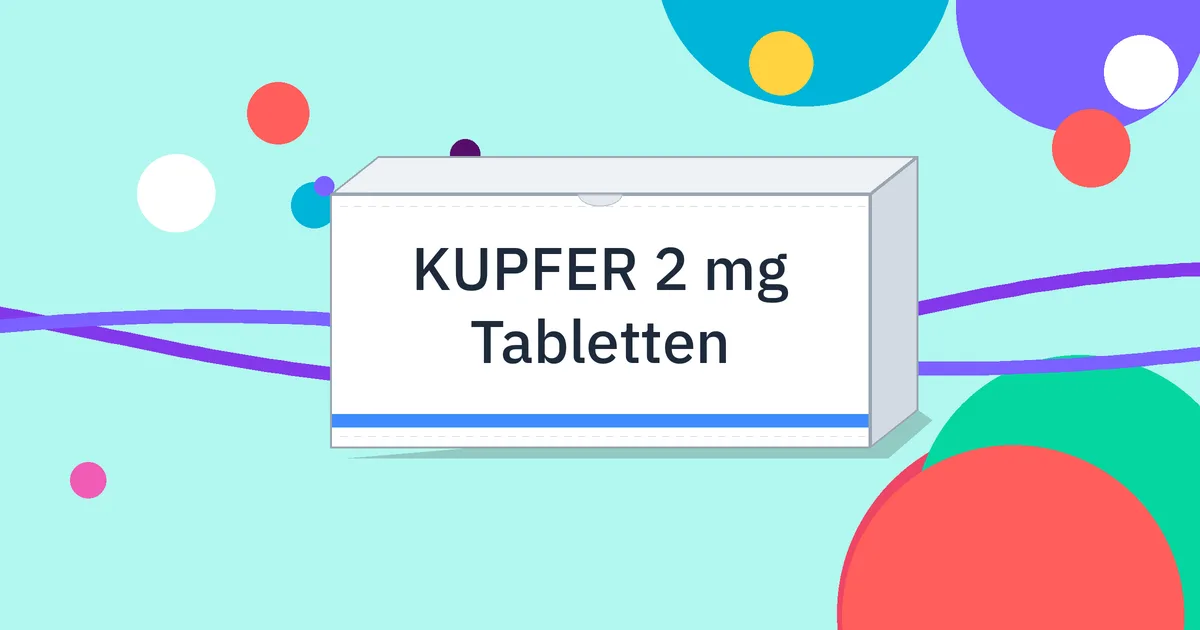 Symbolbild: Packung mit der Aufschrift KUPFER 2 mg Tabletten (PZN 18040773) – Verfügbarkeit und Bezug in Apotheken in Frankfurt am Main