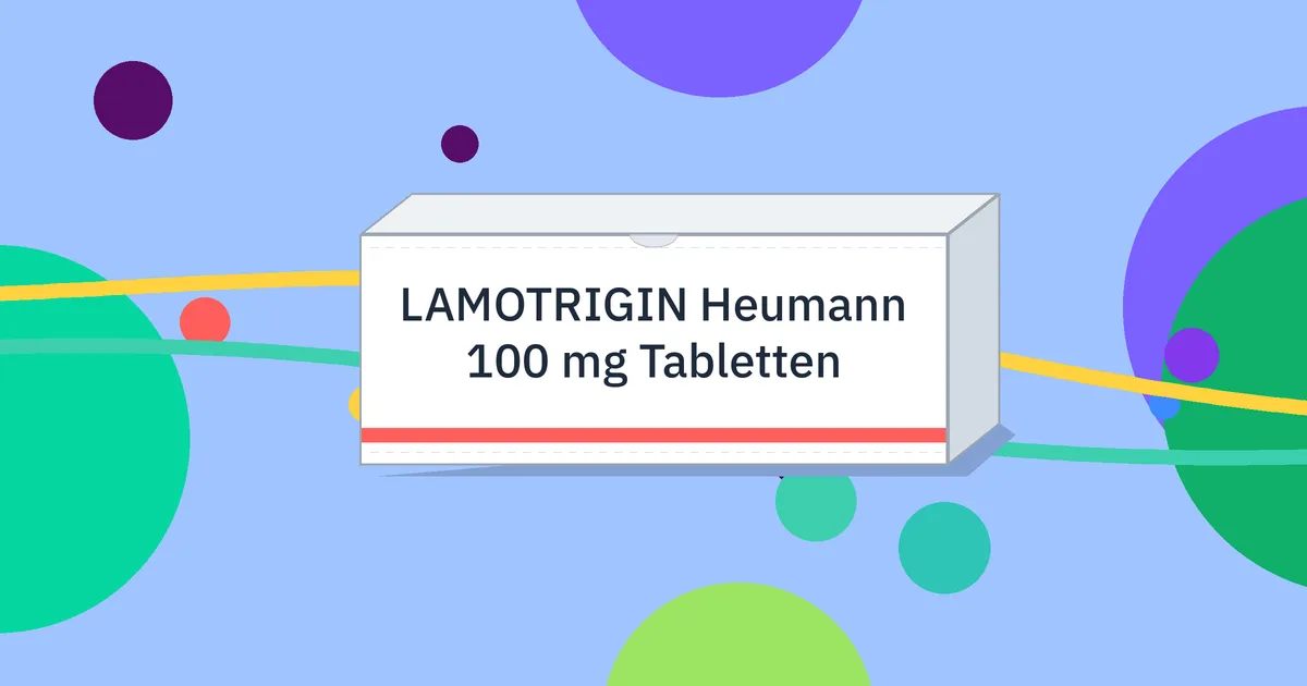 Symbolbild: Packung mit der Aufschrift LAMOTRIGIN Heumann 100 mg Tabletten (PZN 03888747) – Verfügbarkeit und Bezug in Apotheken in Frankfurt am Main