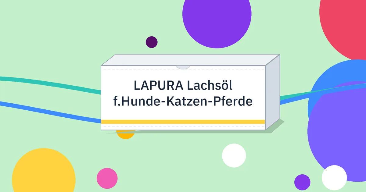 Symbolbild: Packung mit der Aufschrift LAPURA Lachsöl f.Hunde-Katzen-Pferde (PZN 12542120) – Verfügbarkeit und Bezug in Apotheken in Frankfurt am Main