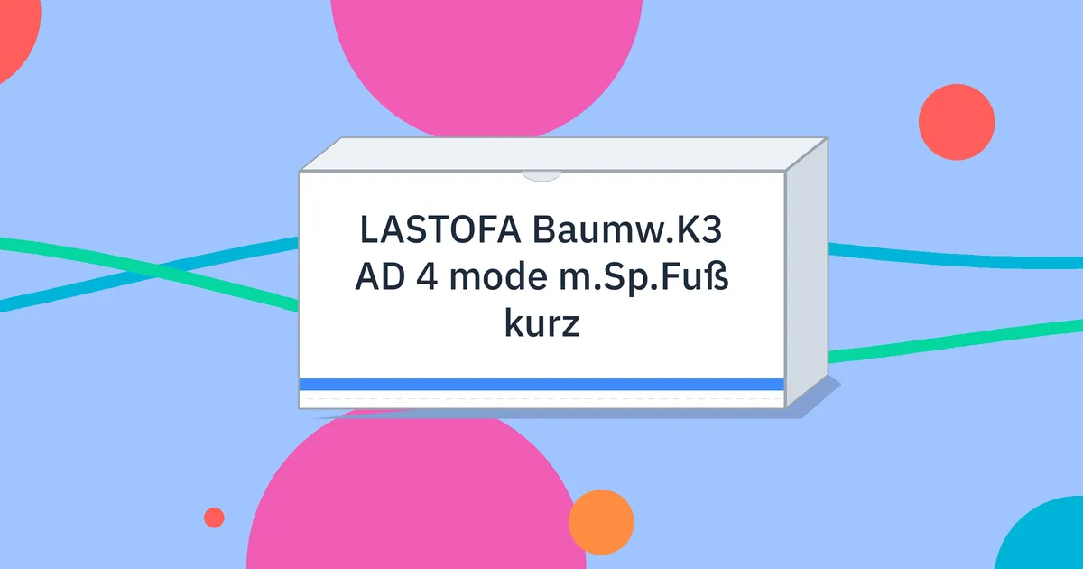 Symbolbild: Packung mit der Aufschrift LASTOFA Baumw.K3 AD 4 mode m.Sp.Fuß kurz (PZN 01952607) – Verfügbarkeit und Bezug in Apotheken in Frankfurt am Main