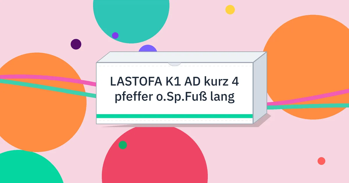 Symbolbild: Packung mit der Aufschrift LASTOFA K1 AD kurz 4 pfeffer o.Sp.Fuß lang (PZN 14146693) – Verfügbarkeit und Bezug in Apotheken in Frankfurt am Main