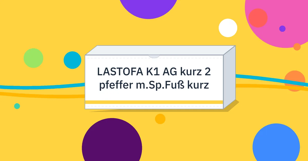 Symbolbild: Packung mit der Aufschrift LASTOFA K1 AG kurz 2 pfeffer m.Sp.Fuß kurz (PZN 13790469) – Verfügbarkeit und Bezug in Apotheken in Frankfurt am Main