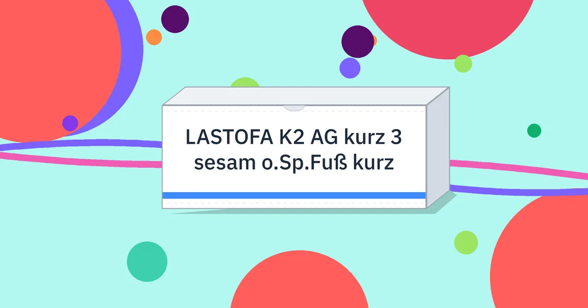 Symbolbild: Packung mit der Aufschrift LASTOFA K2 AG kurz 3 sesam o.Sp.Fuß kurz (PZN 13804622) – Verfügbarkeit und Bezug in Apotheken in Frankfurt am Main