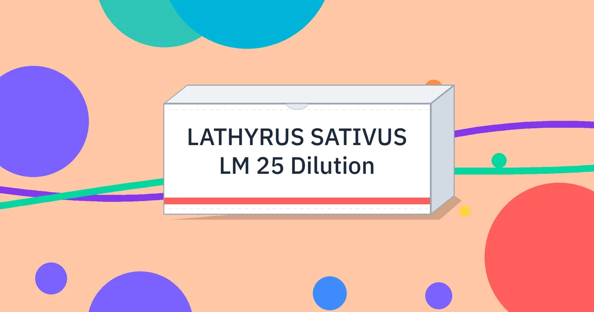Symbolbild: Packung mit der Aufschrift LATHYRUS SATIVUS LM 25 Dilution (PZN 13523745) – Verfügbarkeit und Bezug in Apotheken in Frankfurt am Main