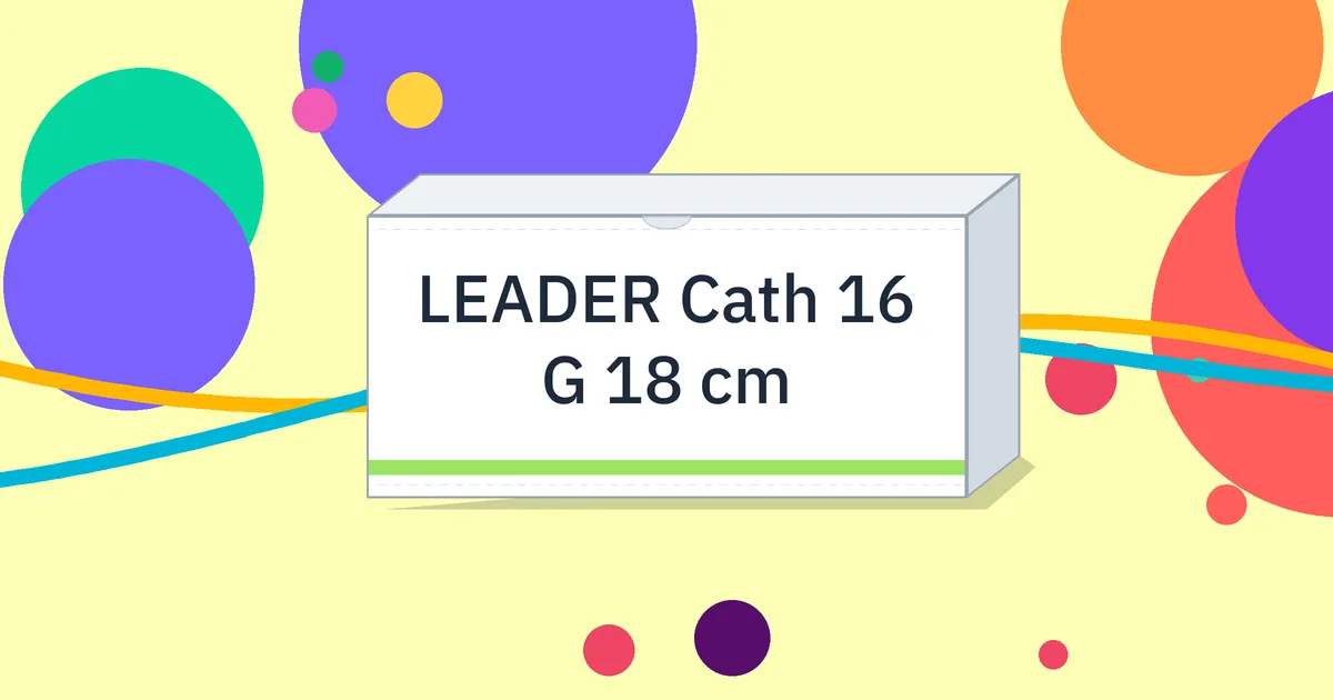 Symbolbild: Packung mit der Aufschrift LEADER Cath 16 G 18 cm (PZN 09380470) – Verfügbarkeit und Bezug in Apotheken in Frankfurt am Main
