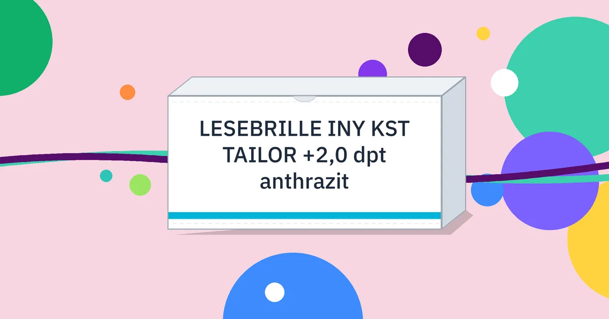 Symbolbild: Packung mit der Aufschrift LESEBRILLE INY KST TAILOR +2,0 dpt anthrazit (PZN 19928354) – Verfügbarkeit und Bezug in Apotheken in Frankfurt am Main