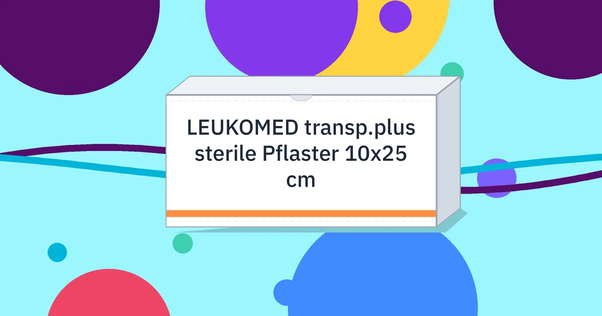 Symbolbild: Packung mit der Aufschrift LEUKOMED transp.plus sterile Pflaster 10x25 cm (PZN 15316329) – Verfügbarkeit und Bezug in Apotheken in Frankfurt am Main