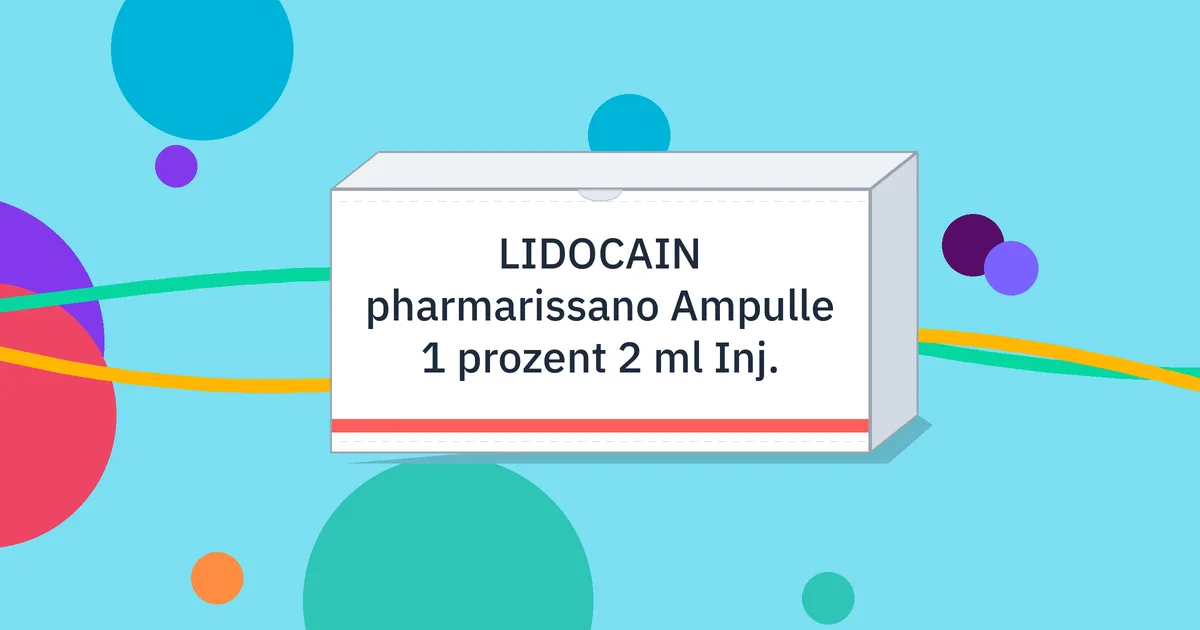 Symbolbild: Packung mit der Aufschrift LIDOCAIN pharmarissano Ampulle 1 prozent 2 ml Inj. (PZN 18223433) – Verfügbarkeit und Bezug in Apotheken in Frankfurt am Main