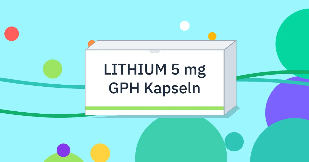 Symbolbild: Packung mit der Aufschrift LITHIUM 5 mg GPH Kapseln (PZN 20167191) – Verfügbarkeit und Bezug in Apotheken in Frankfurt am Main