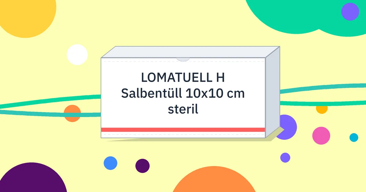 Symbolbild: Packung mit der Aufschrift LOMATUELL H Salbentüll 10x10 cm steril (PZN 19921748) – Verfügbarkeit und Bezug in Apotheken in Frankfurt am Main