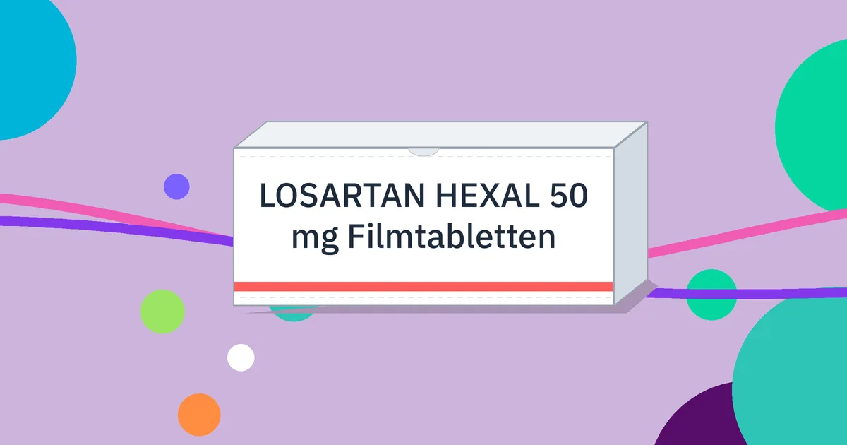 Symbolbild: Packung mit der Aufschrift LOSARTAN HEXAL 50 mg Filmtabletten (PZN 03215882) – Verfügbarkeit und Bezug in Apotheken in Frankfurt am Main