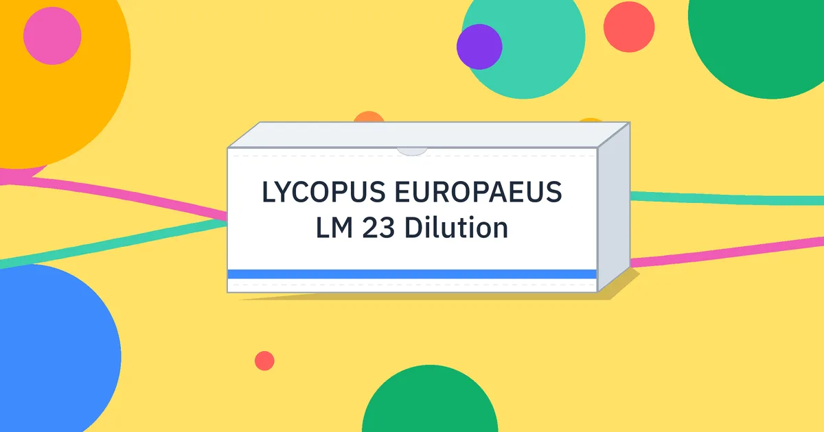 Symbolbild: Packung mit der Aufschrift LYCOPUS EUROPAEUS LM 23 Dilution (PZN 13538178) – Verfügbarkeit und Bezug in Apotheken in Frankfurt am Main