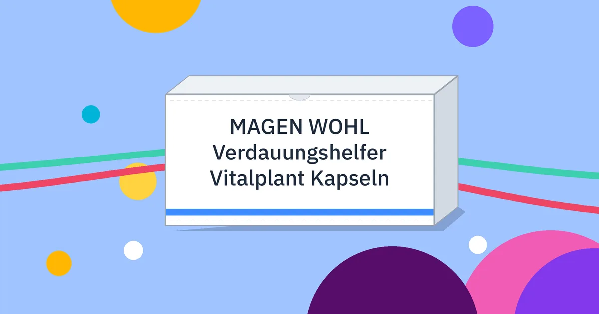 Symbolbild: Packung mit der Aufschrift MAGEN WOHL Verdauungshelfer Vitalplant Kapseln (PZN 19213626) – Verfügbarkeit und Bezug in Apotheken in Frankfurt am Main