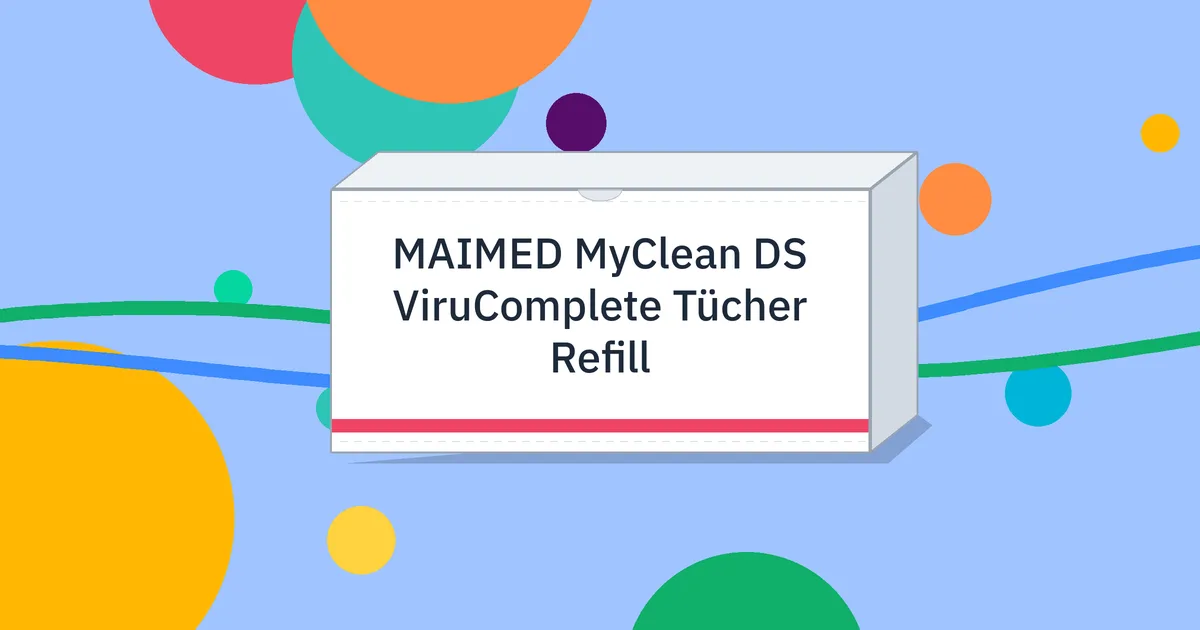 Symbolbild: Packung mit der Aufschrift MAIMED MyClean DS ViruComplete Tücher Refill (PZN 19359962) – Verfügbarkeit und Bezug in Apotheken in Frankfurt am Main