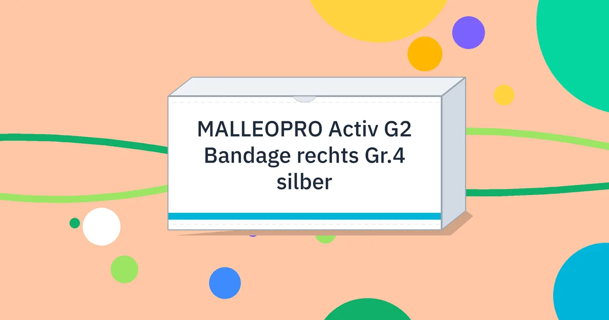 Symbolbild: Packung mit der Aufschrift MALLEOPRO Activ G2 Bandage rechts Gr.4 silber (PZN 09730941) – Verfügbarkeit und Bezug in Apotheken in Frankfurt am Main