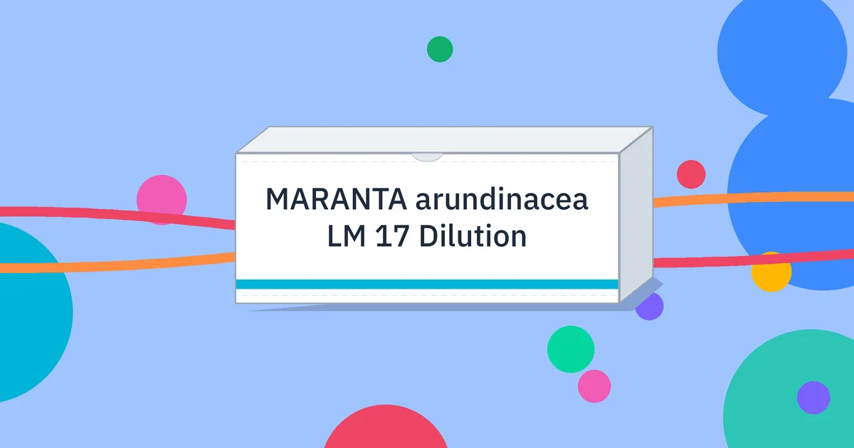Symbolbild: Packung mit der Aufschrift MARANTA arundinacea LM 17 Dilution (PZN 13601497) – Verfügbarkeit und Bezug in Apotheken in Frankfurt am Main