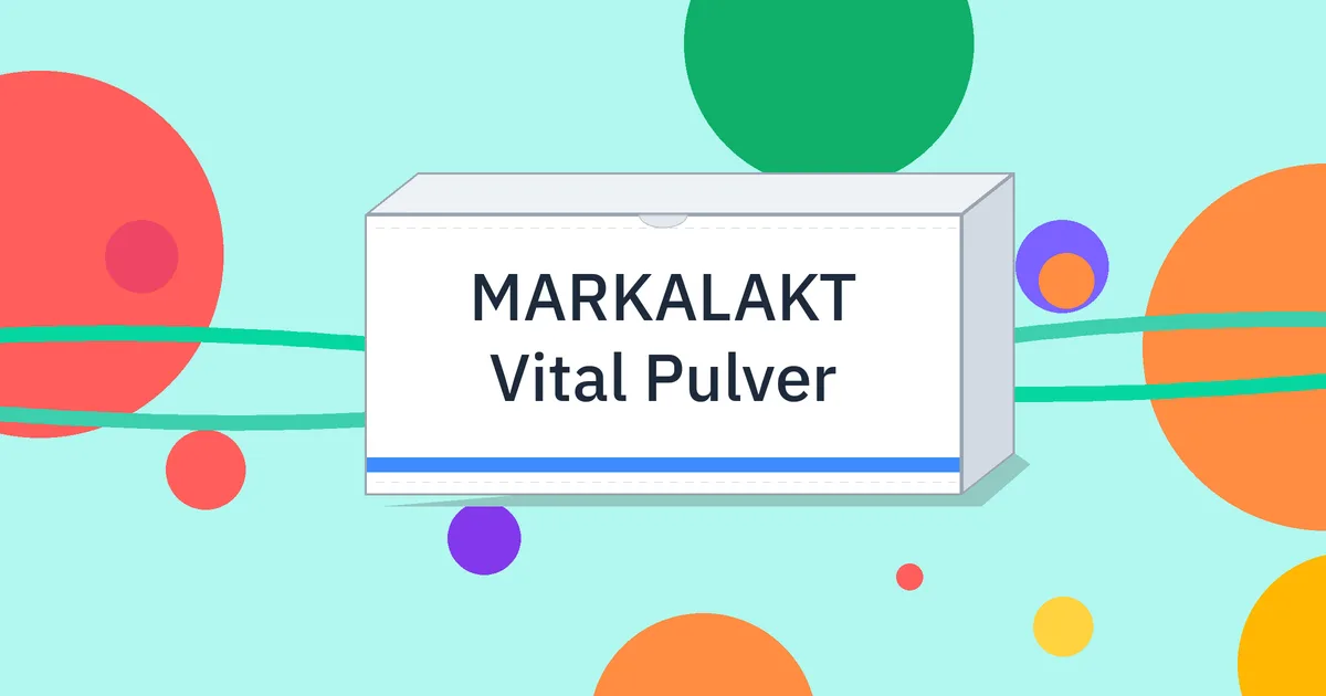 Symbolbild: Packung mit der Aufschrift MARKALAKT Vital Pulver (PZN 03853915) – Verfügbarkeit und Bezug in Apotheken in Frankfurt am Main