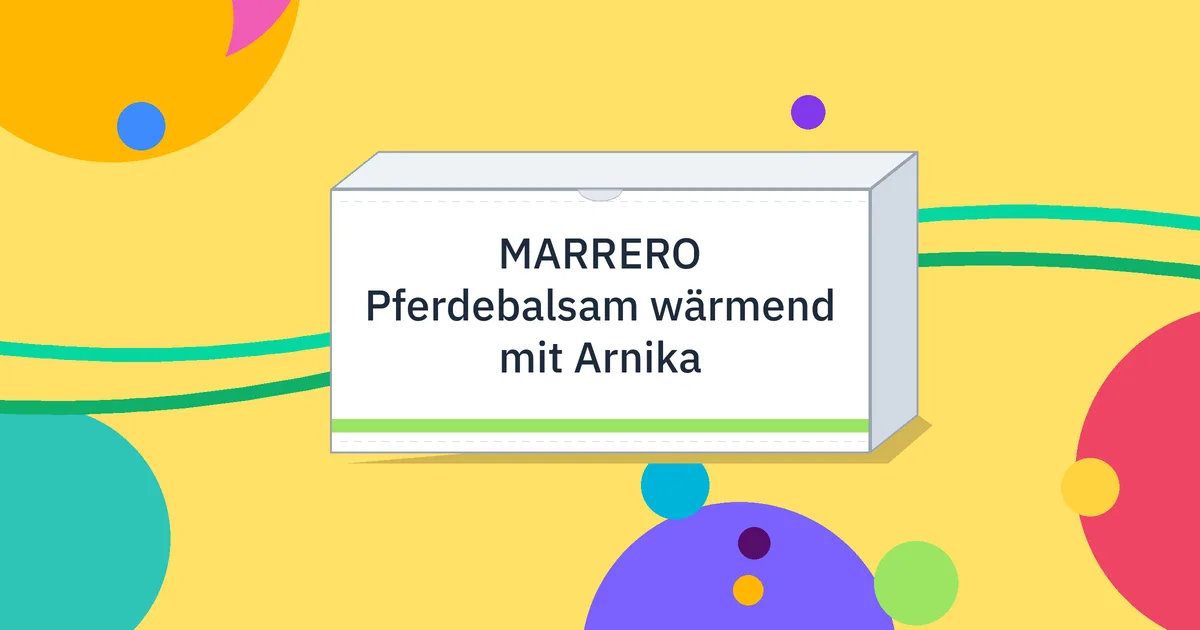 Symbolbild: Packung mit der Aufschrift MARRERO Pferdebalsam wärmend mit Arnika (PZN 19427764) – Verfügbarkeit und Bezug in Apotheken in Frankfurt am Main