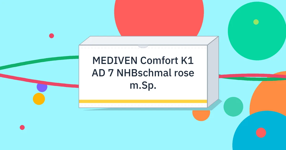 Symbolbild: Packung mit der Aufschrift MEDIVEN Comfort K1 AD 7 NHBschmal rose m.Sp. (PZN 14561541) – Verfügbarkeit und Bezug in Apotheken in Frankfurt am Main