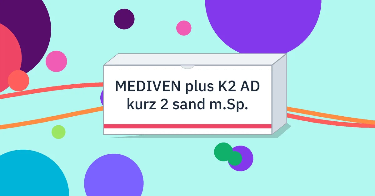 Symbolbild: Packung mit der Aufschrift MEDIVEN plus K2 AD kurz 2 sand m.Sp. (PZN 18947059) – Verfügbarkeit und Bezug in Apotheken in Frankfurt am Main