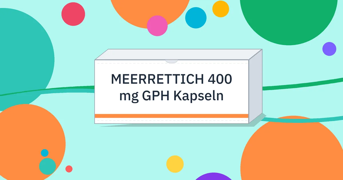Symbolbild: Packung mit der Aufschrift MEERRETTICH 400 mg GPH Kapseln (PZN 00129596) – Verfügbarkeit und Bezug in Apotheken in Frankfurt am Main