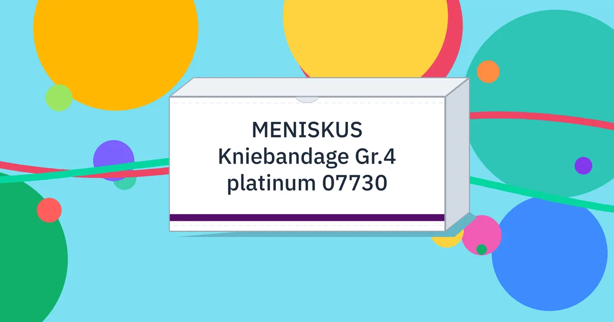 Symbolbild: Packung mit der Aufschrift MENISKUS Kniebandage Gr.4 platinum 07730 (PZN 14400157) – Verfügbarkeit und Bezug in Apotheken in Frankfurt am Main