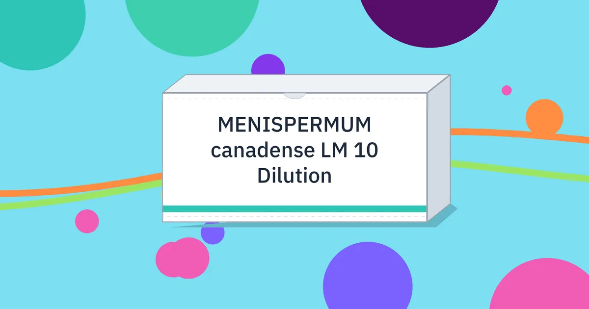 Symbolbild: Packung mit der Aufschrift MENISPERMUM canadense LM 10 Dilution (PZN 13603289) – Verfügbarkeit und Bezug in Apotheken in Frankfurt am Main