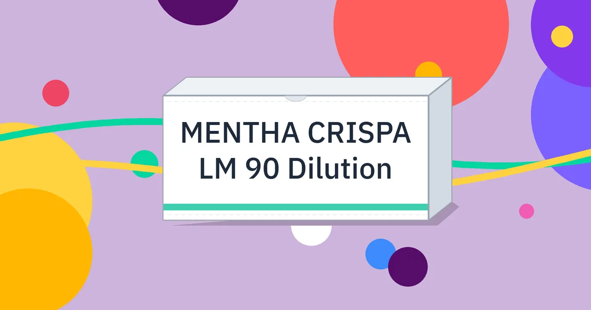 Symbolbild: Packung mit der Aufschrift MENTHA CRISPA LM 90 Dilution (PZN 13604018) – Verfügbarkeit und Bezug in Apotheken in Frankfurt am Main