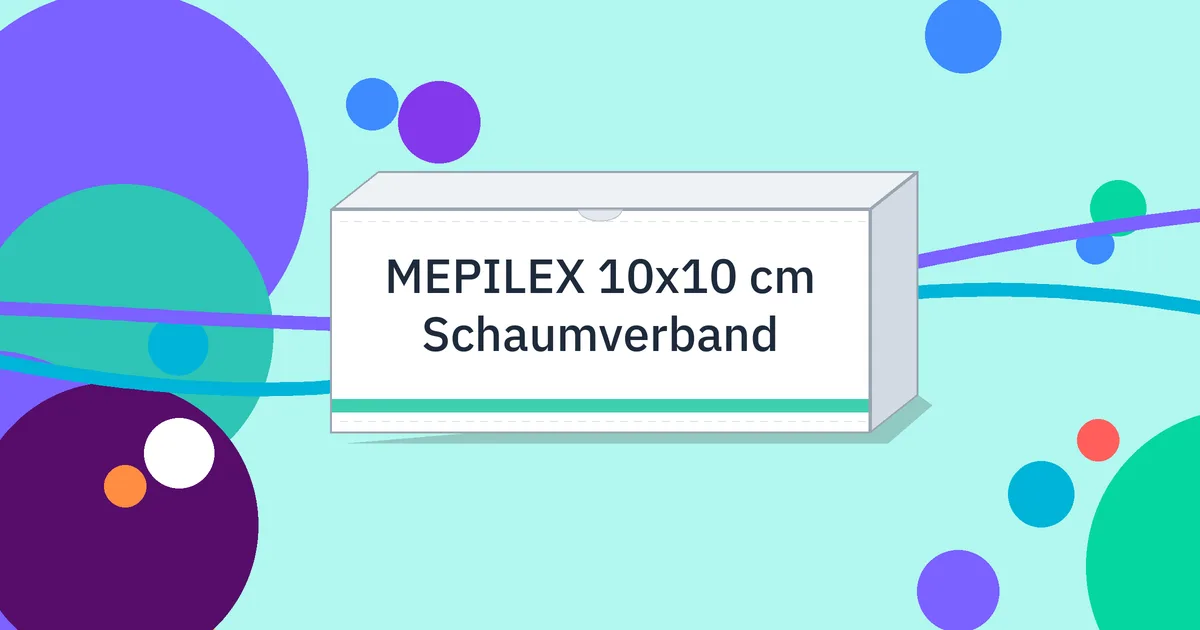 Symbolbild: Packung mit der Aufschrift MEPILEX 10x10 cm Schaumverband (PZN 18034778) – Verfügbarkeit und Bezug in Apotheken in Frankfurt am Main