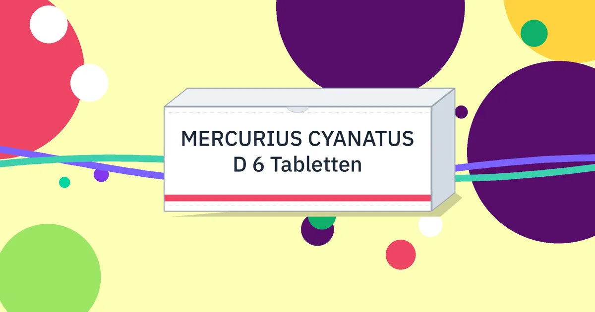 Symbolbild: Packung mit der Aufschrift MERCURIUS CYANATUS D 6 Tabletten (PZN 02116646) – Verfügbarkeit und Bezug in Apotheken in Frankfurt am Main