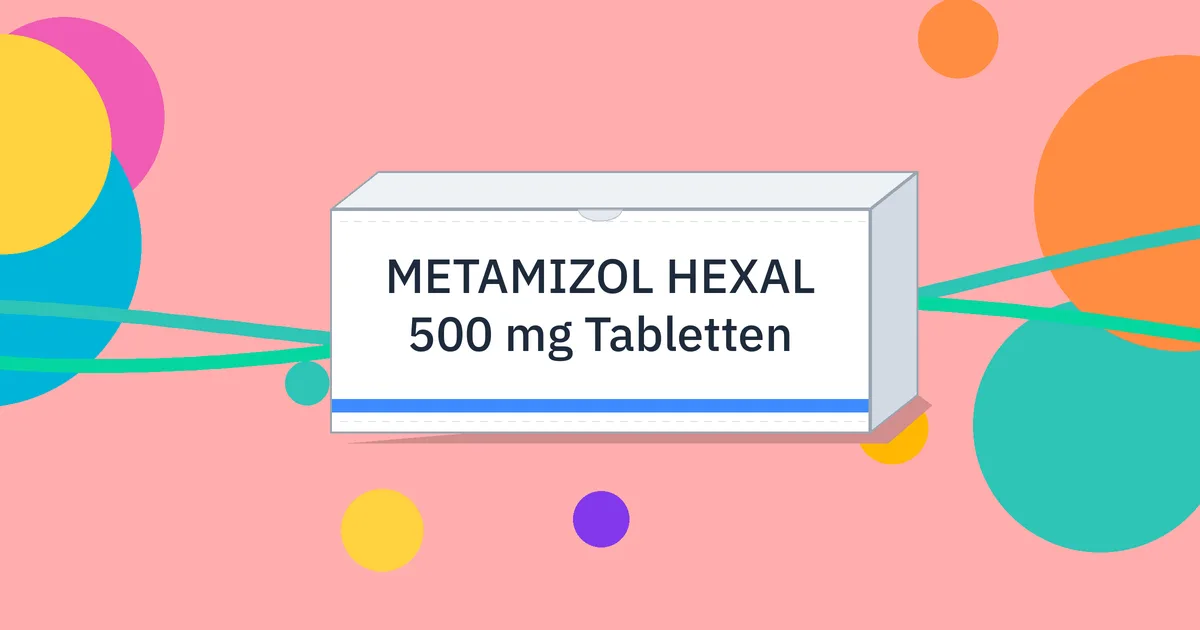 Symbolbild: Packung mit der Aufschrift METAMIZOL HEXAL 500 mg Tabletten (PZN 19352173) – Verfügbarkeit und Bezug in Apotheken in Frankfurt am Main