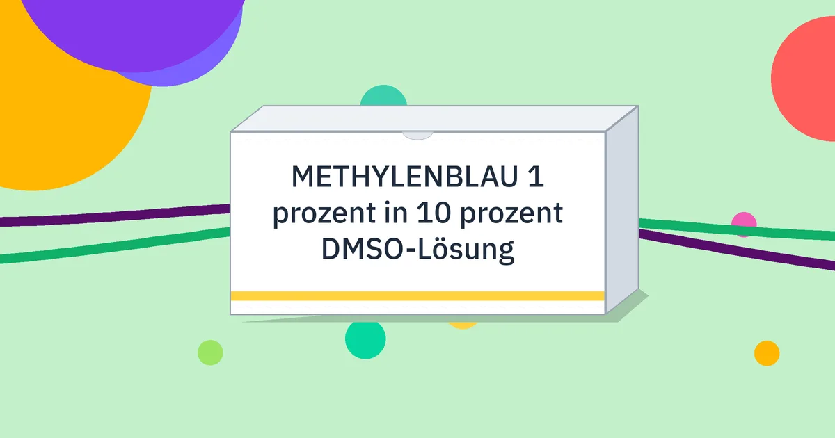 Symbolbild: Packung mit der Aufschrift METHYLENBLAU 1 prozent in 10 prozent DMSO-Lösung (PZN 19231541) – Verfügbarkeit und Bezug in Apotheken in Frankfurt am Main