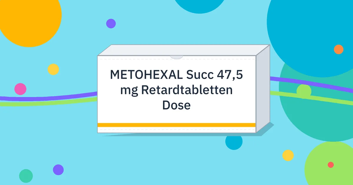 Symbolbild: Packung mit der Aufschrift METOHEXAL Succ 47,5 mg Retardtabletten Dose (PZN 17420812) – Verfügbarkeit und Bezug in Apotheken in Frankfurt am Main