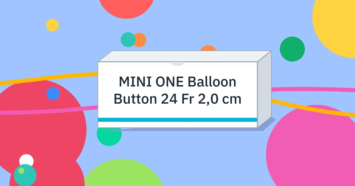 Symbolbild: Packung mit der Aufschrift MINI ONE Balloon Button 24 Fr 2,0 cm (PZN 14342514) – Verfügbarkeit und Bezug in Apotheken in Frankfurt am Main