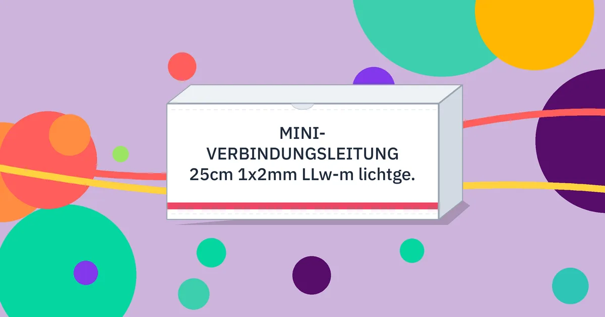 Symbolbild: Packung mit der Aufschrift MINI-VERBINDUNGSLEITUNG 25cm 1x2mm LLw-m lichtge. (PZN 04209470) – Verfügbarkeit und Bezug in Apotheken in Frankfurt am Main