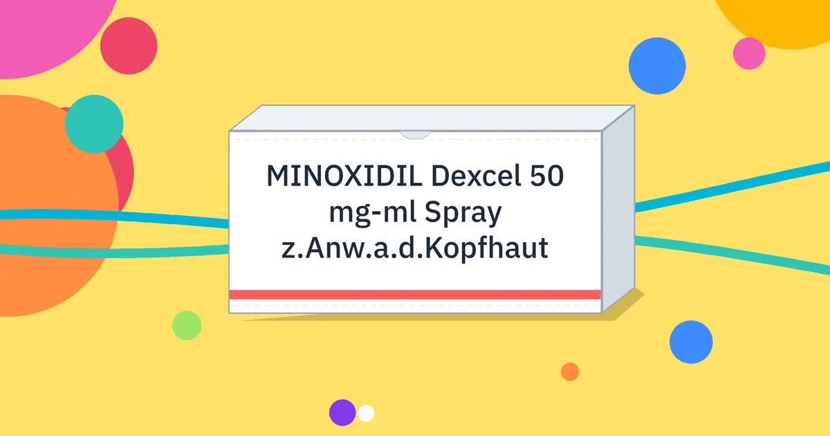Symbolbild: Packung mit der Aufschrift MINOXIDIL Dexcel 50 mg-ml Spray z.Anw.a.d.Kopfhaut (PZN 18892424) – Verfügbarkeit und Bezug in Apotheken in Frankfurt am Main