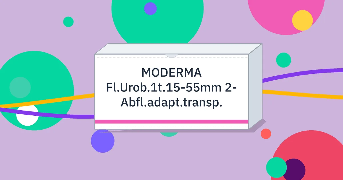 Symbolbild: Packung mit der Aufschrift MODERMA Fl.Urob.1t.15-55mm 2-Abfl.adapt.transp. (PZN 02041227) – Verfügbarkeit und Bezug in Apotheken in Frankfurt am Main