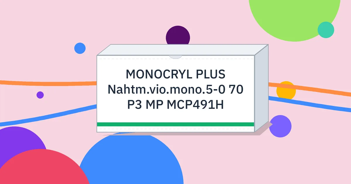 Symbolbild: Packung mit der Aufschrift MONOCRYL PLUS Nahtm.vio.mono.5-0 70 P3 MP MCP491H (PZN 18605330) – Verfügbarkeit und Bezug in Apotheken in Frankfurt am Main