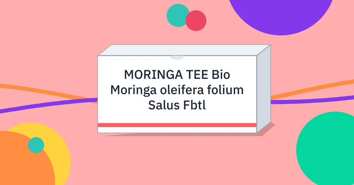 Symbolbild: Packung mit der Aufschrift MORINGA TEE Bio Moringa oleifera folium Salus Fbtl (PZN 08757228) – Verfügbarkeit und Bezug in Apotheken in Frankfurt am Main