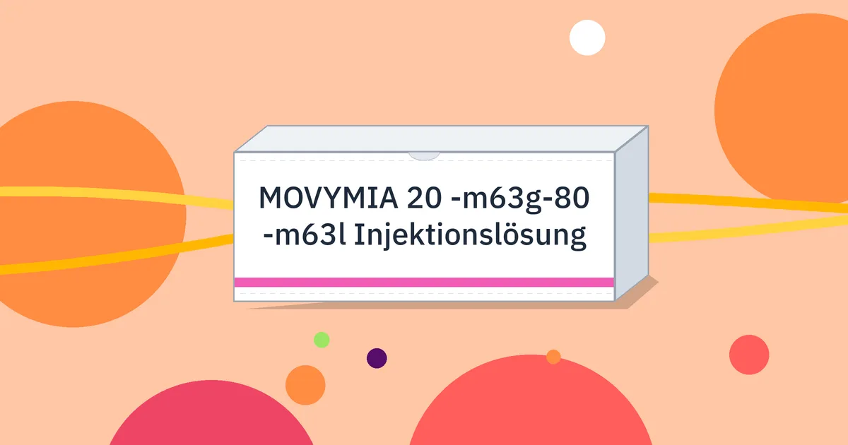 Symbolbild: Packung mit der Aufschrift MOVYMIA 20 -m63g-80 -m63l Injektionslösung (PZN 18733708) – Verfügbarkeit und Bezug in Apotheken in Frankfurt am Main