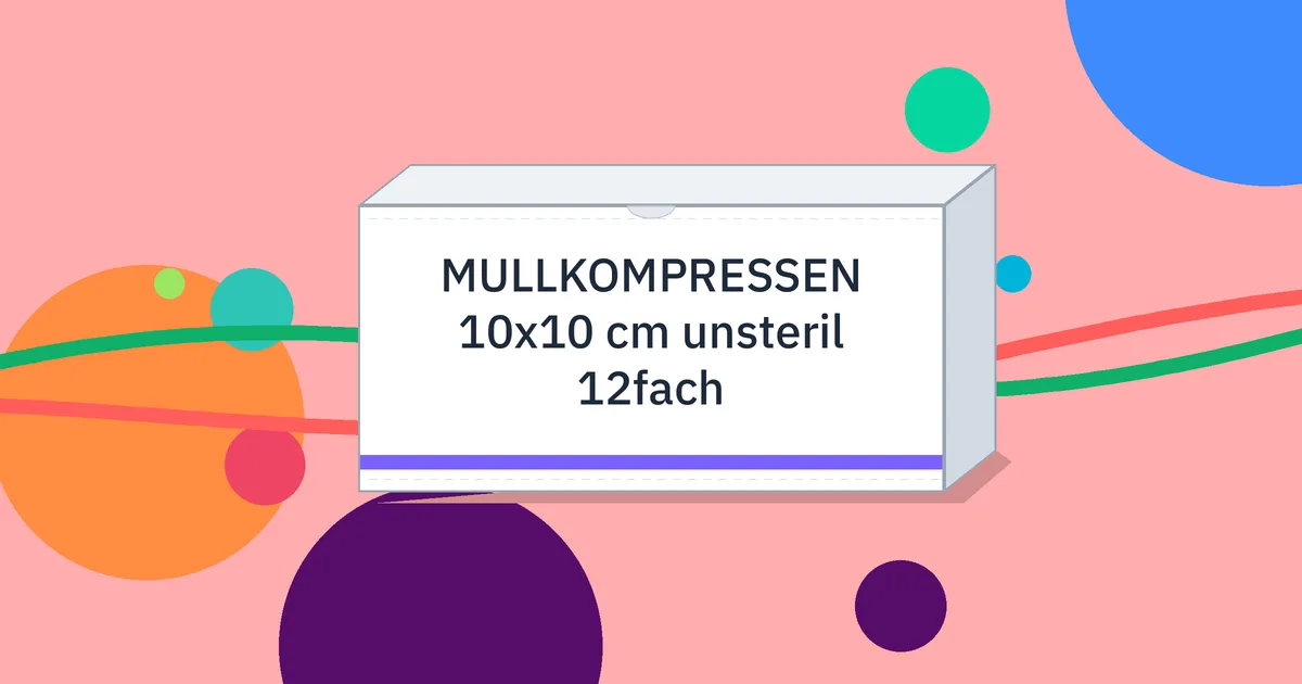 Symbolbild: Packung mit der Aufschrift MULLKOMPRESSEN 10x10 cm unsteril 12fach (PZN 07099332) – Verfügbarkeit und Bezug in Apotheken in Frankfurt am Main